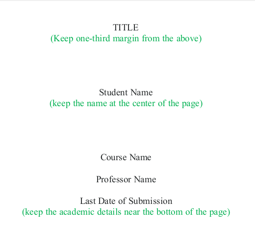 Assignment Front Page Format Examples